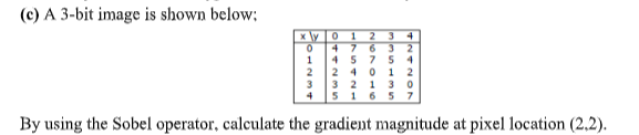 Solved (c) A 3-bit image is shown below; xly01 2 3 4 0 4 7 6 | Chegg.com