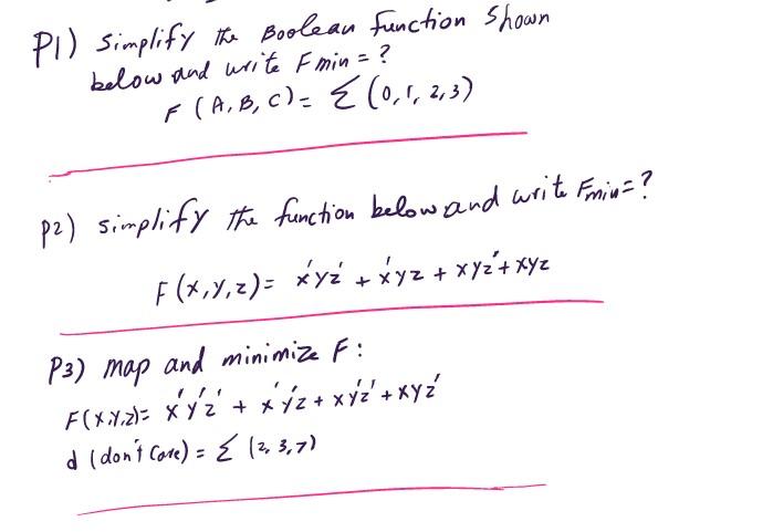 Solved Pl) Simplify the Boolean function shown below and | Chegg.com