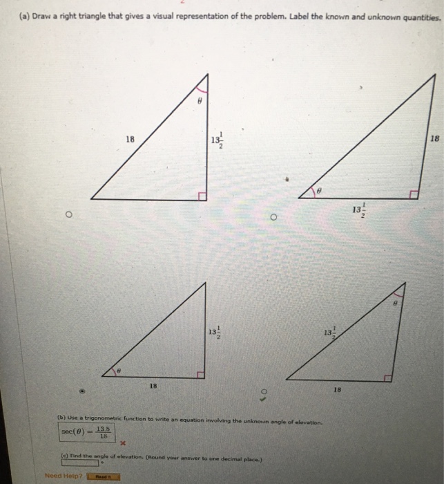 Solved (a) Draw a right triangle that gives a visual | Chegg.com
