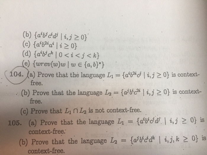 Solved (b) fa'bod i,j20) 104.人a) Prove that the language L1 | Chegg.com