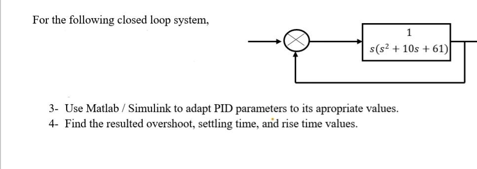 Solved For the following closed loop system, 3- Use | Chegg.com