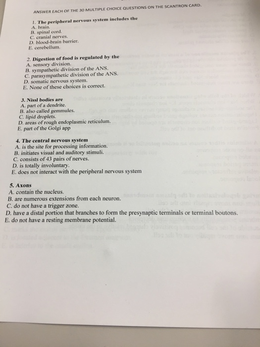 Solved The peripheral nervous system includes the A. brain. | Chegg.com