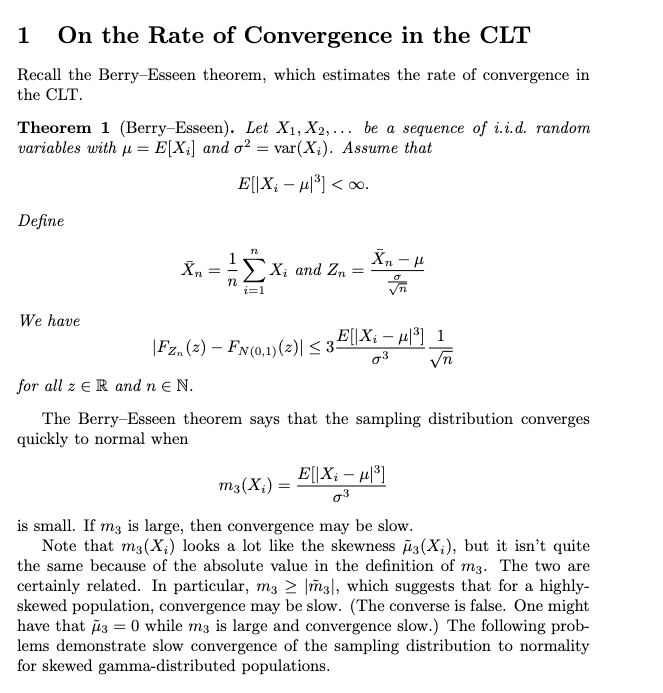 1 On the Rate of Convergence in the CLT Recall the | Chegg.com 1 On the Rate of Convergence in the CLT Recall the | Chegg.com