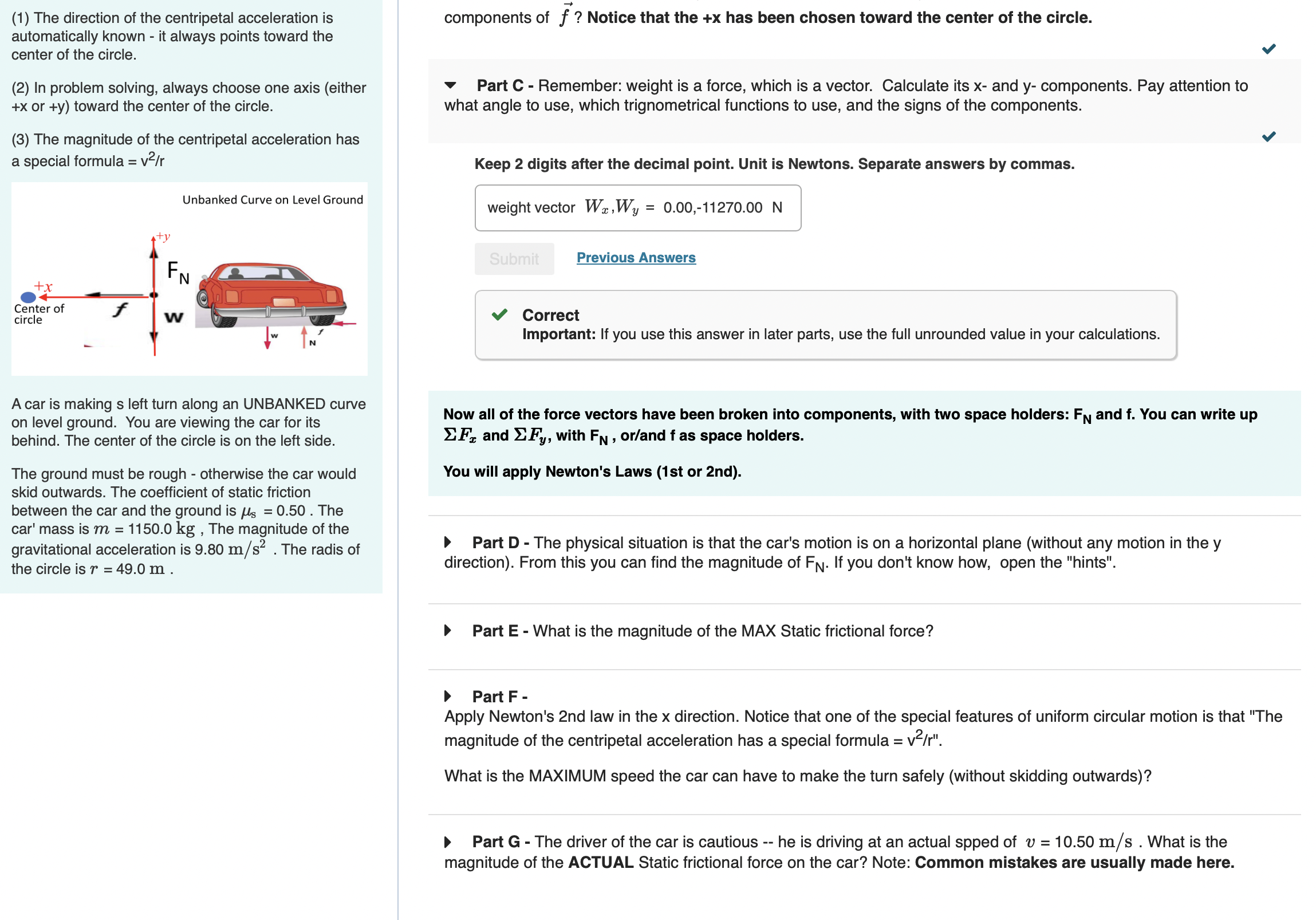Solved (1) The direction of the centripetal acceleration is | Chegg.com