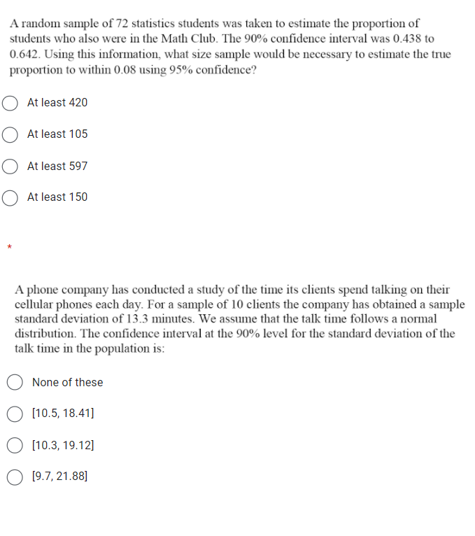 Solved A random sample of 72 statistics students was taken | Chegg.com