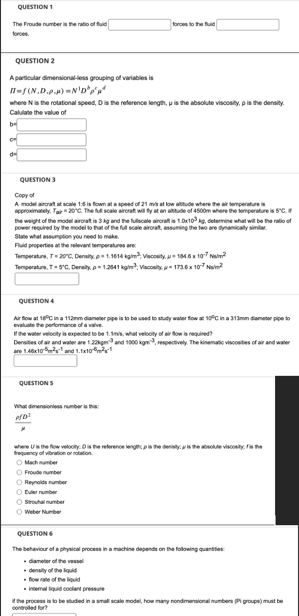 Solved QUESTION 1 The Froude number is the ratio of fluid | Chegg.com