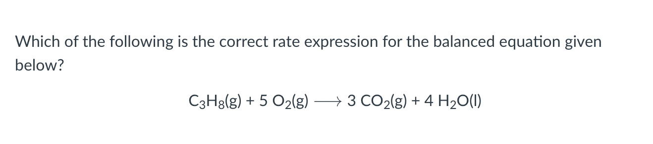 Solved Which of the following is the correct rate expression | Chegg.com
