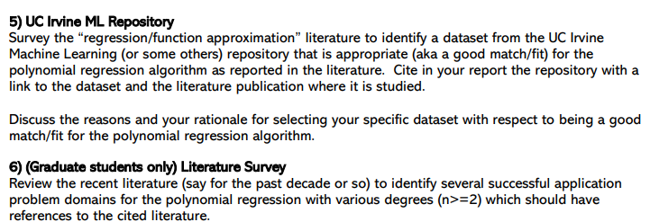 Solved 5) UC Irvine ML Repository Survey the | Chegg.com