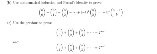 Solved (b) Use mathematical induction and Pascal's identity | Chegg.com