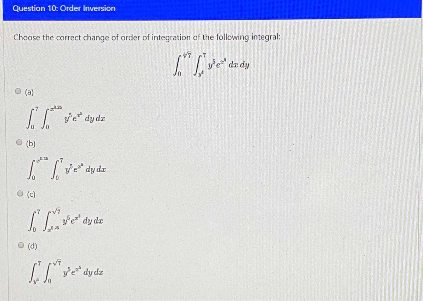Solved Question 10: Order Inversion Choose the correct | Chegg.com