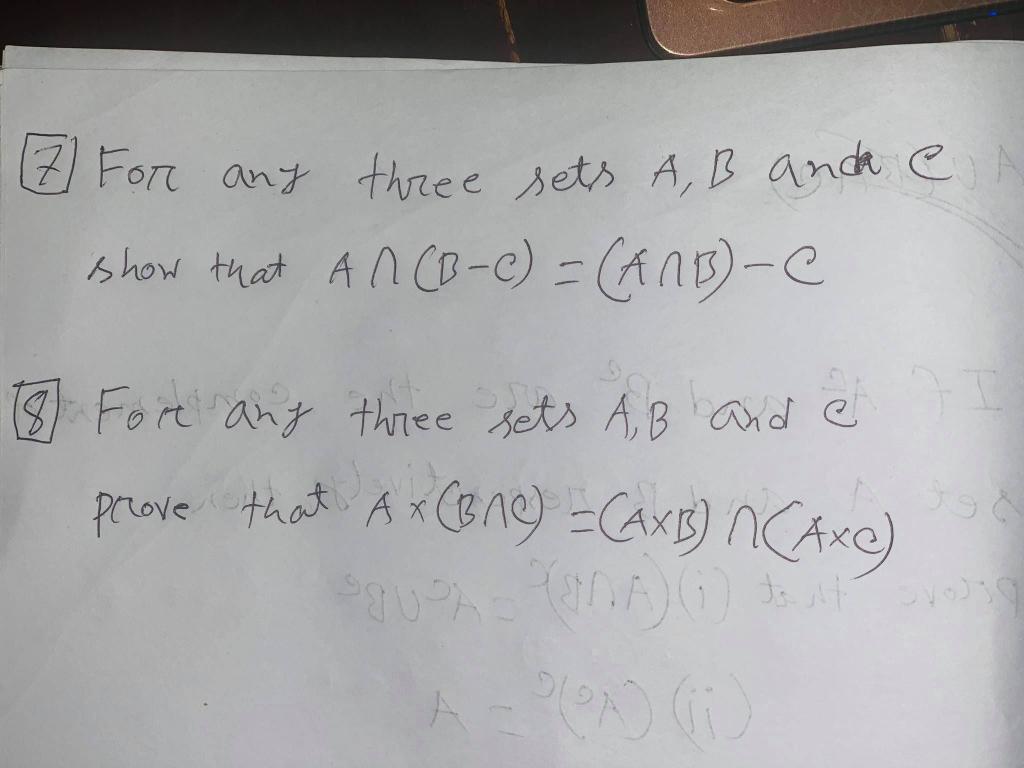 Solved [7] For any three sets A, B anda e A show that An | Chegg.com