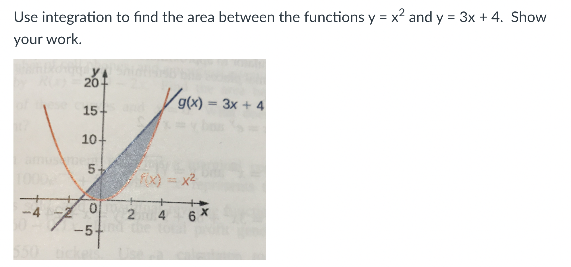 Solved Use integration to find the area between the | Chegg.com