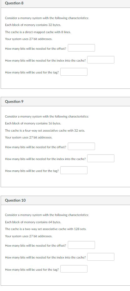 Solved Consider a memory system with the following | Chegg.com