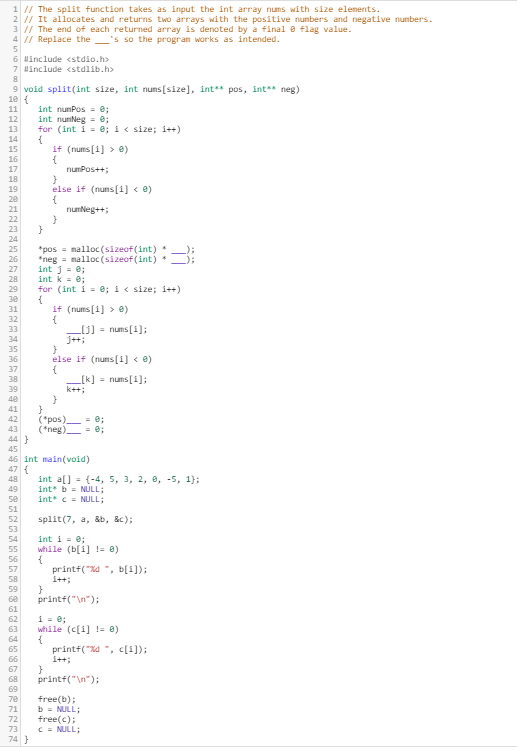 Solved 99 SAAR 1 // The split function takes as input the | Chegg.com