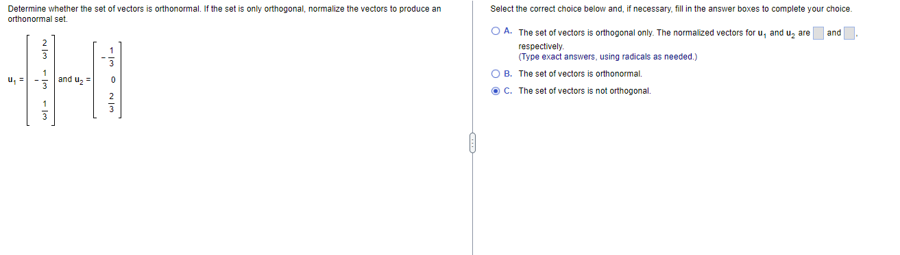 Solved Determine whether the set of vectors is orthonormal. | Chegg.com