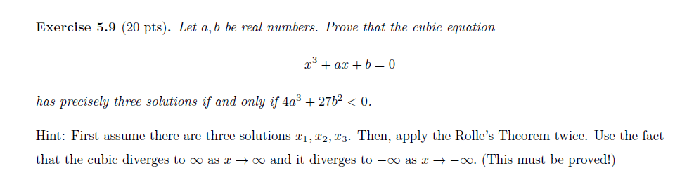 Solved Exercise 5.9 (20 Pts). Let A,b Be Real Numbers. Prove 