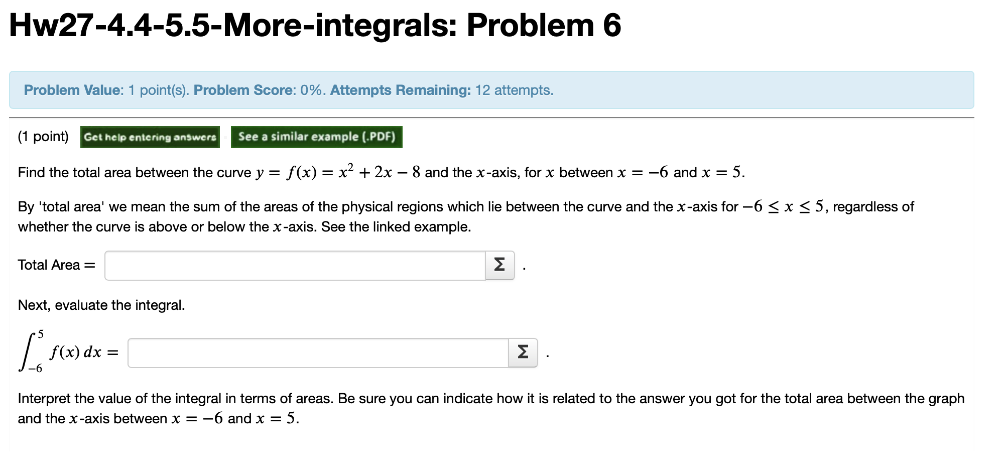 Solved Hw27-4.4-5.5-More-integrals: Problem 6 Problem Value: | Chegg.com