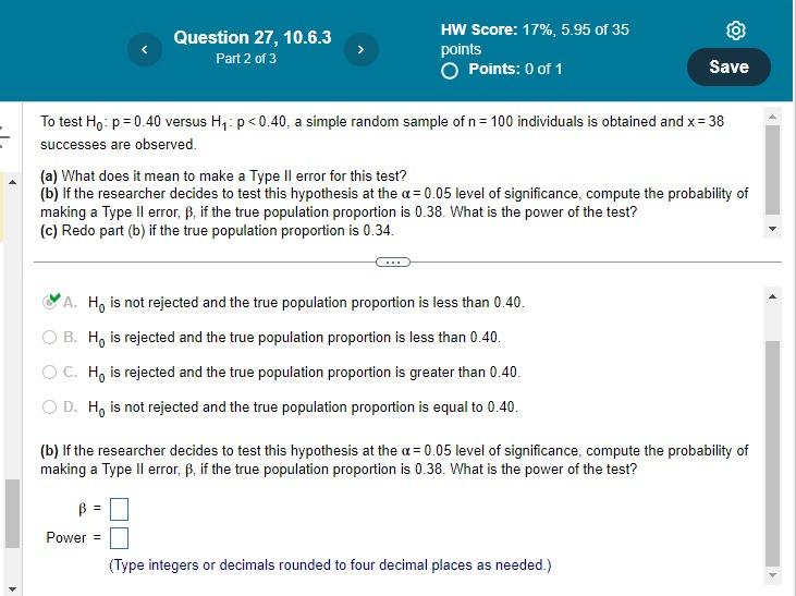 Solved To test H0:p=0.40 versus H1:p