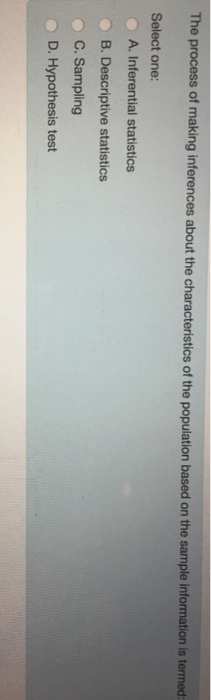 Solved The process of making inferences about the | Chegg.com