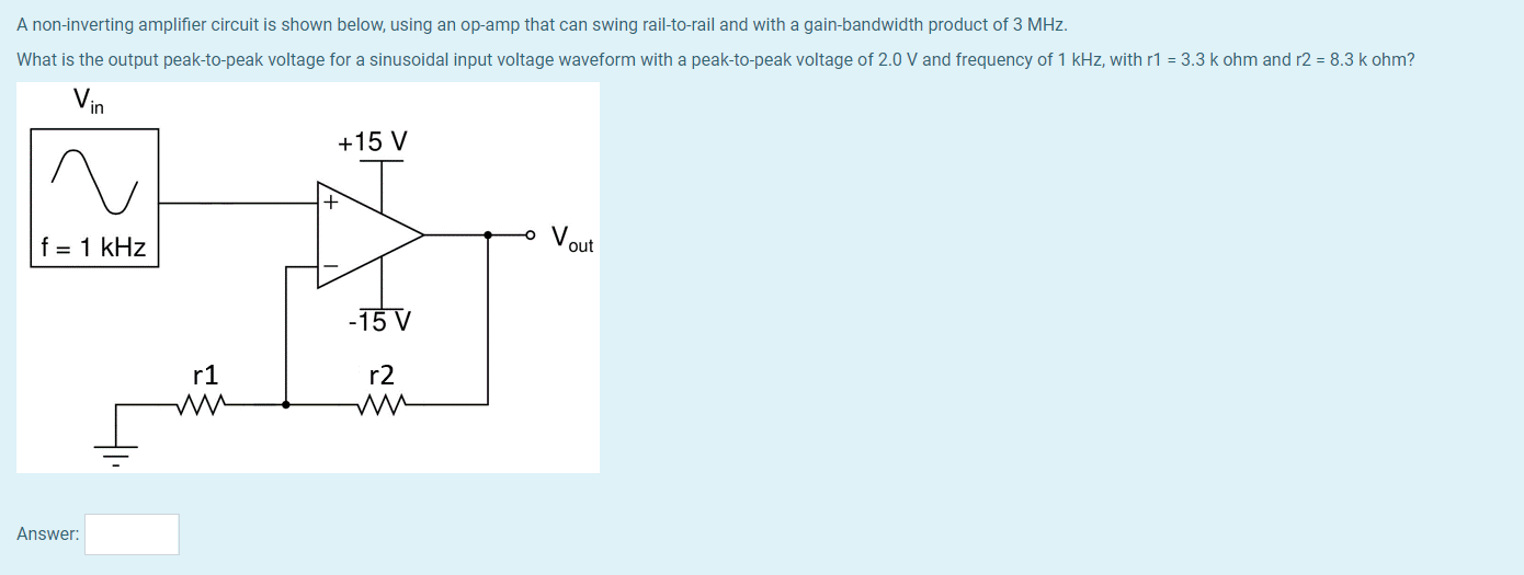 Solved A non-inverting amplifier circuit is shown below, | Chegg.com