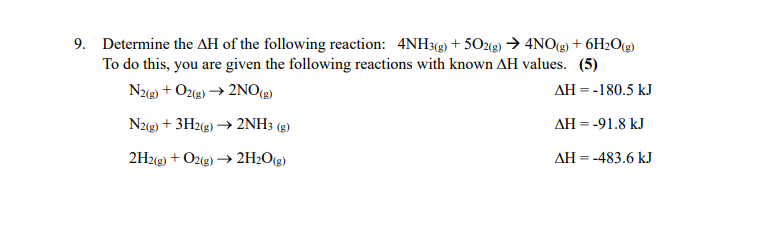 Solved Determine the ΔH of the following reaction: 4NH3( | Chegg.com