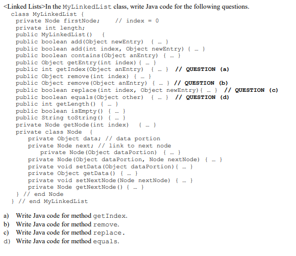 Solved In the MyLinkedList class MyLinkedList ( private Node | Chegg.com