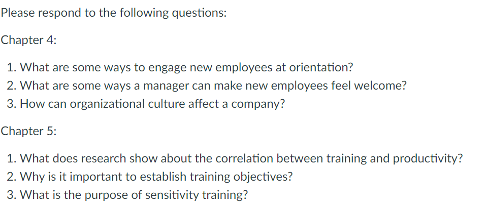 Solved Please respond to the following questions: Chapter 4: | Chegg.com