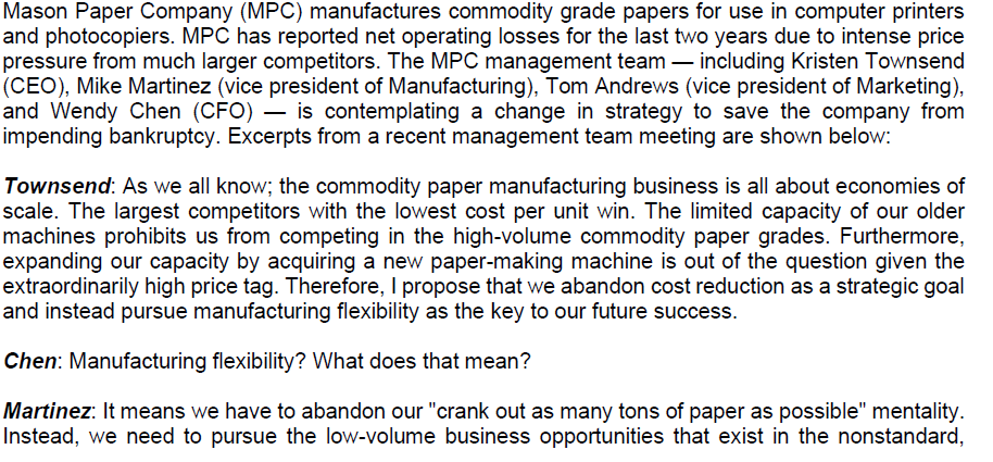 Mason Paper Company (MPC) manufactures commodity | Chegg.com