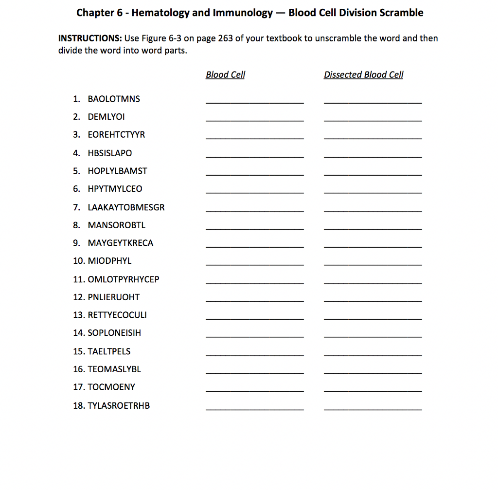 Solved Chapter 6 - Hematology and Immunology - Blood Cell | Chegg.com