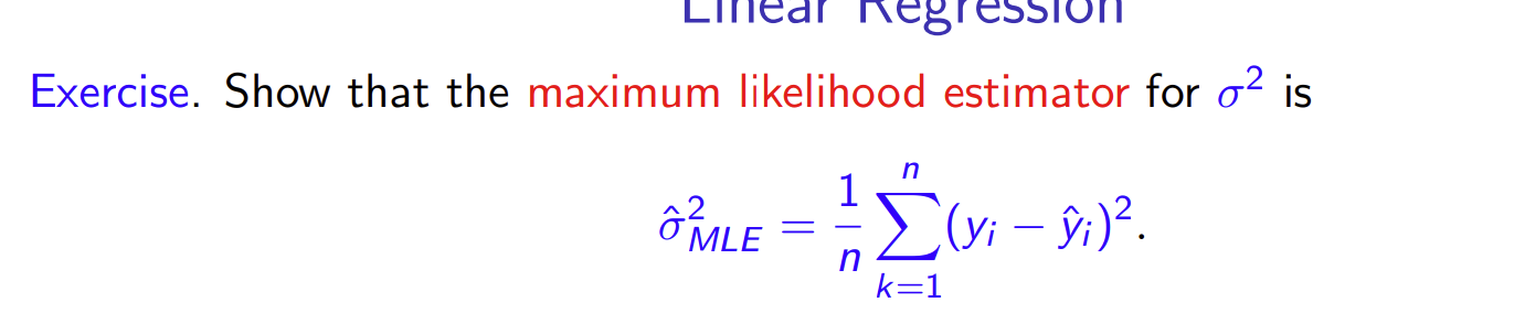 Solved Exercise. Show that the maximum likelihood estimator | Chegg.com