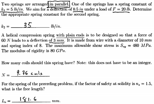Solved Two springs are arranged in parallel. One of the | Chegg.com