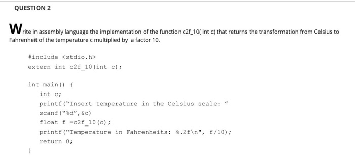 Solved QUESTION 2 Wite in assembly language the | Chegg.com