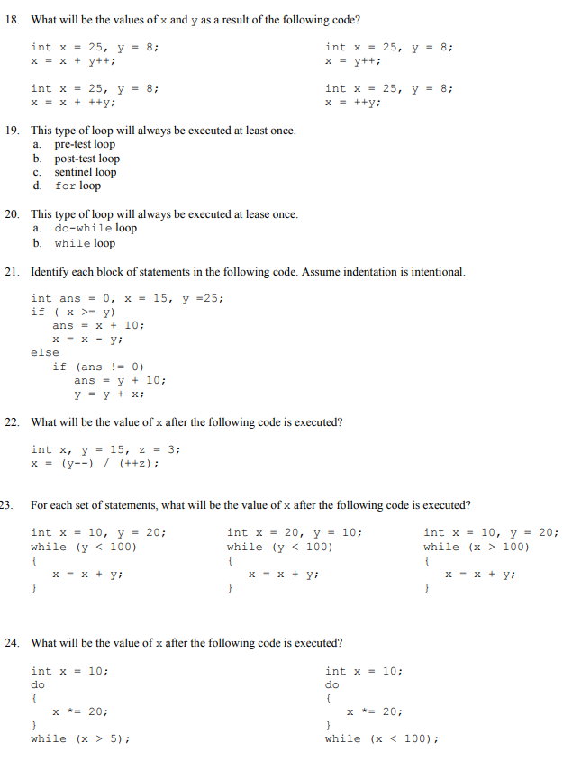 Solved What will be the values ofx and y as a result of the | Chegg.com
