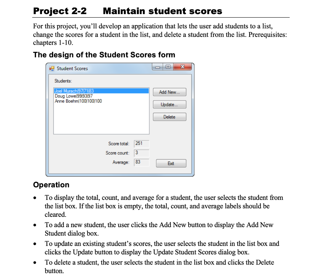 Solved Project 2-2 Maintain student scores For this project, | Chegg.com