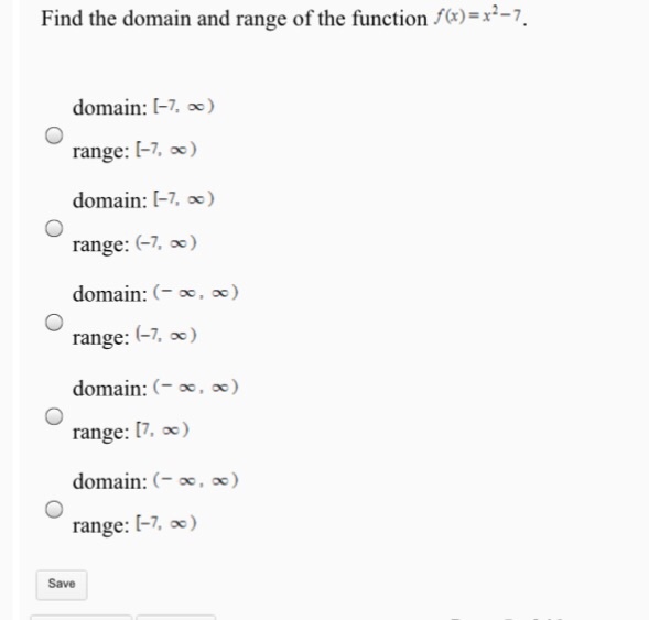 Solved Find the domain and range of the function f(x) = x2^- | Chegg.com