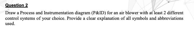 Solved Question 2 Draw a Process and Instrumentation diagram | Chegg.com