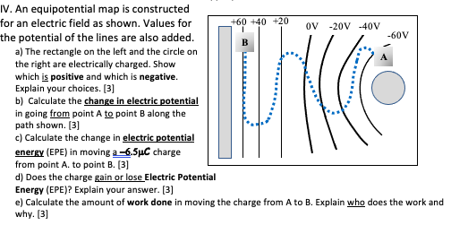 Solved IV. An equipotential map is constructed for an | Chegg.com