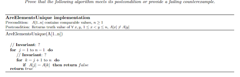 Solved Prove that this algorithm meets the postcondition (or | Chegg.com