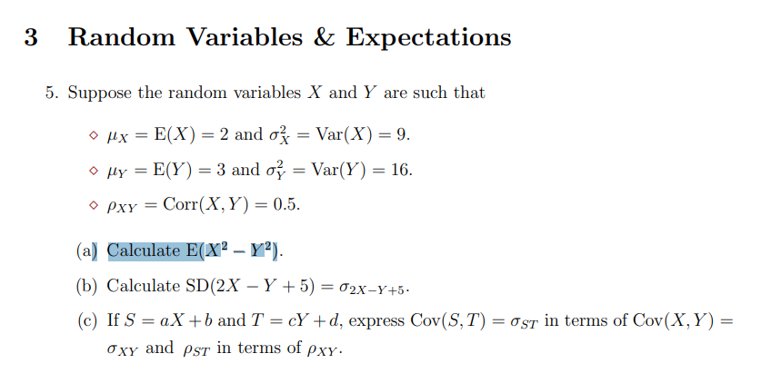 Solved 3 Random Variables And Expectations 5 Suppose The
