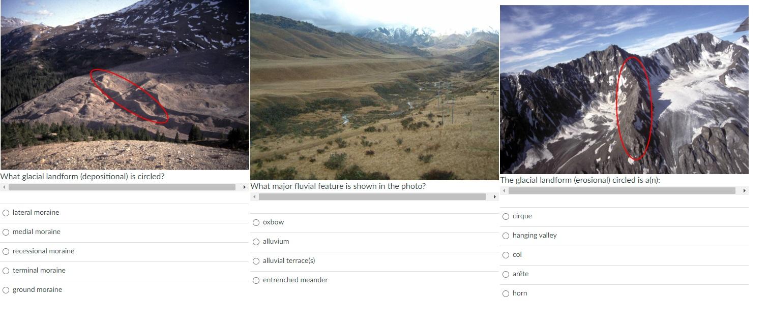 Solved What glacial landform (depositional) is circled? The | Chegg.com