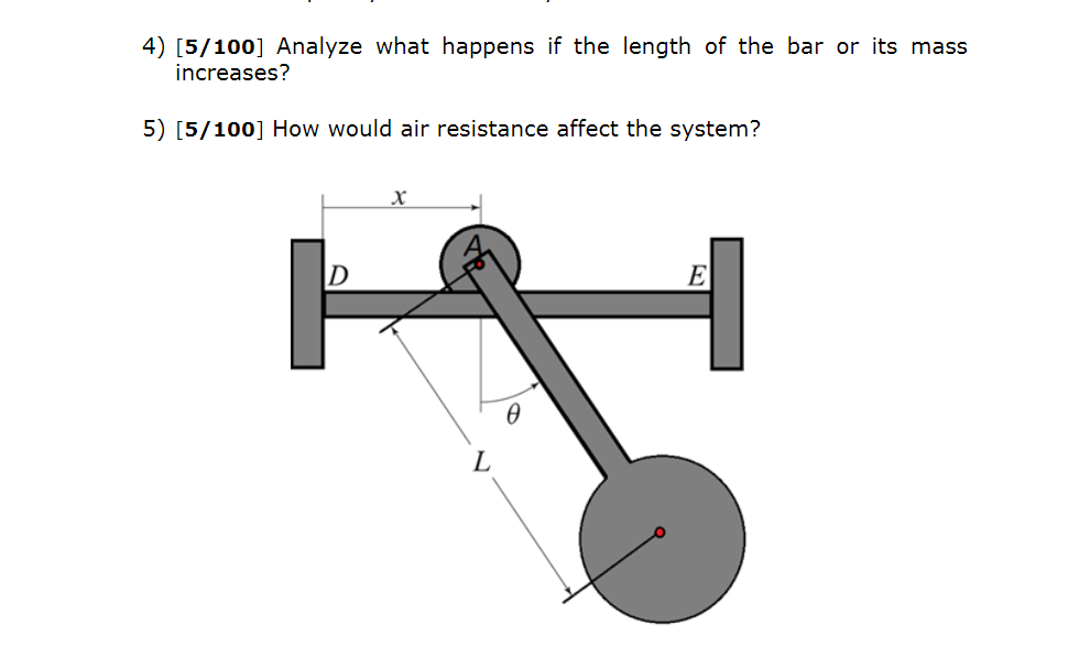 Solved 2) [20/100] Find the equations of motion of the bar, | Chegg.com