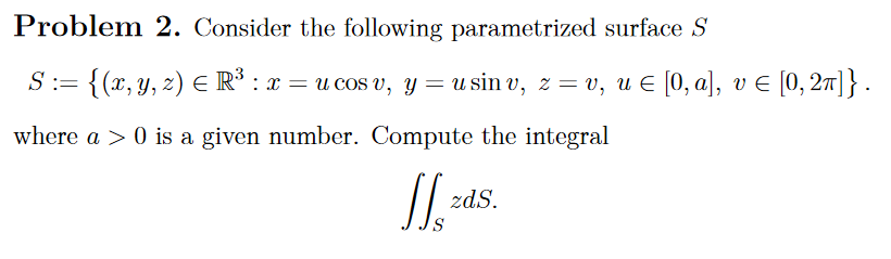 Solved Problem 2. Consider the following parametrized | Chegg.com