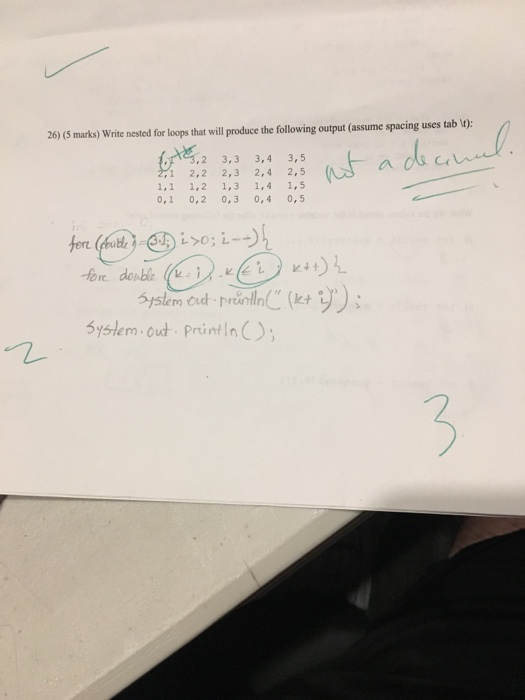 Solved 26) (5 marks) Write nested for loops that will | Chegg.com