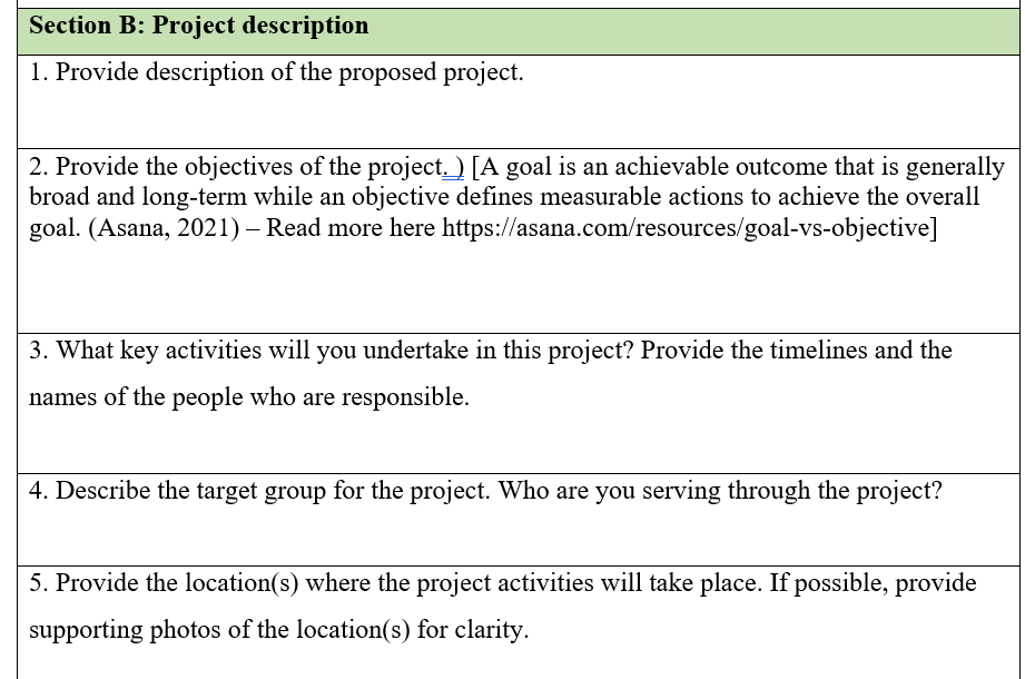 Solved Section B: Project description 1. Provide description | Chegg.com