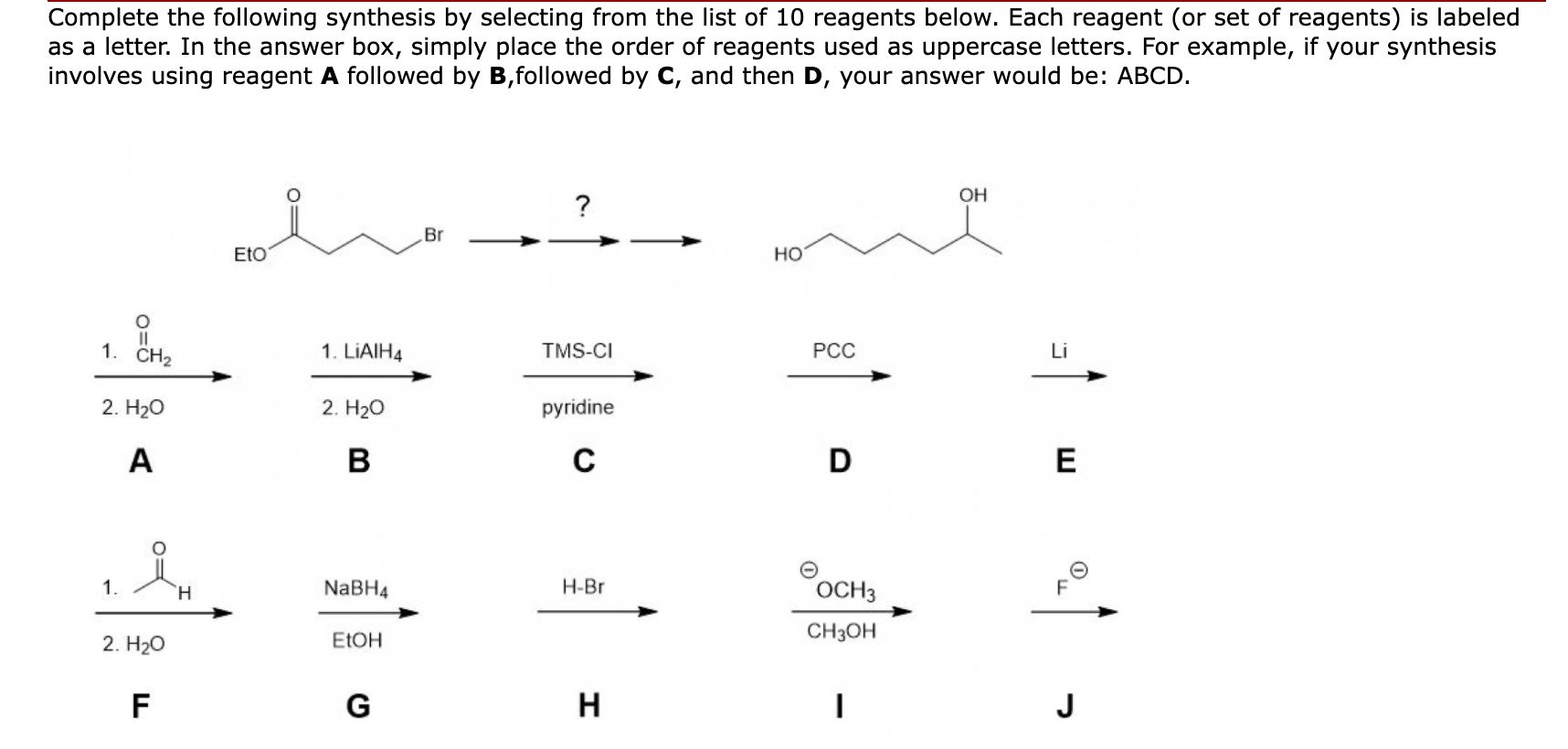 Solved Complete the following synthesis by selecting from | Chegg.com