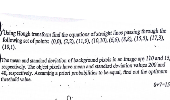 Using Hough transform find the equations ign | Chegg.com