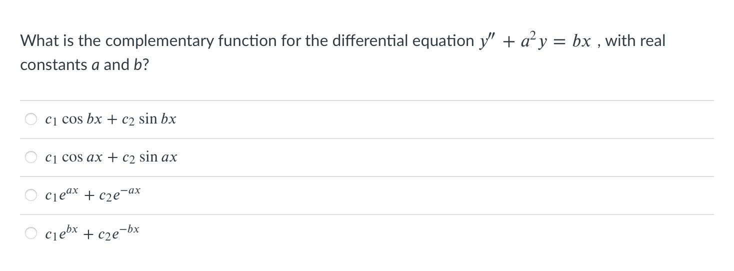 Solved = What is the complementary function for the | Chegg.com