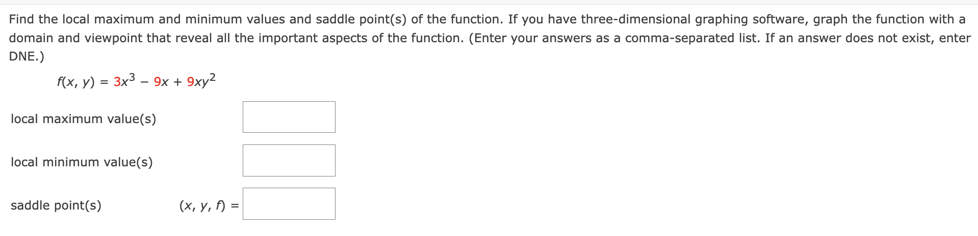 Solved Find The Local Maximum And Minimum Values And Saddle