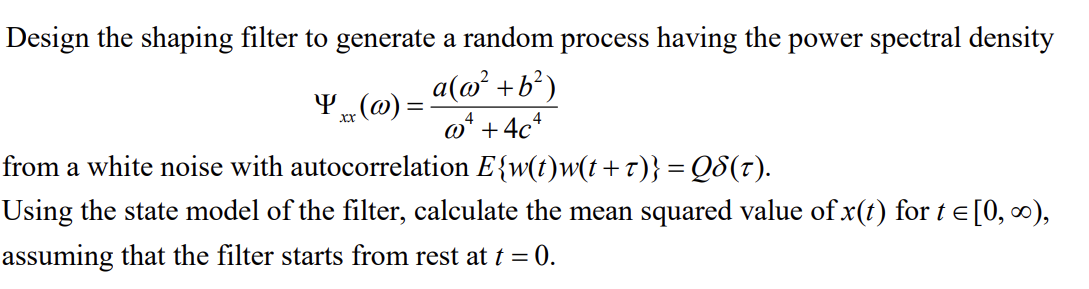 XX Design the shaping filter to generate a random | Chegg.com