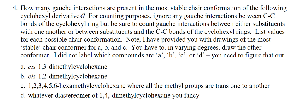 4. How many gauche interactions are present in the | Chegg.com